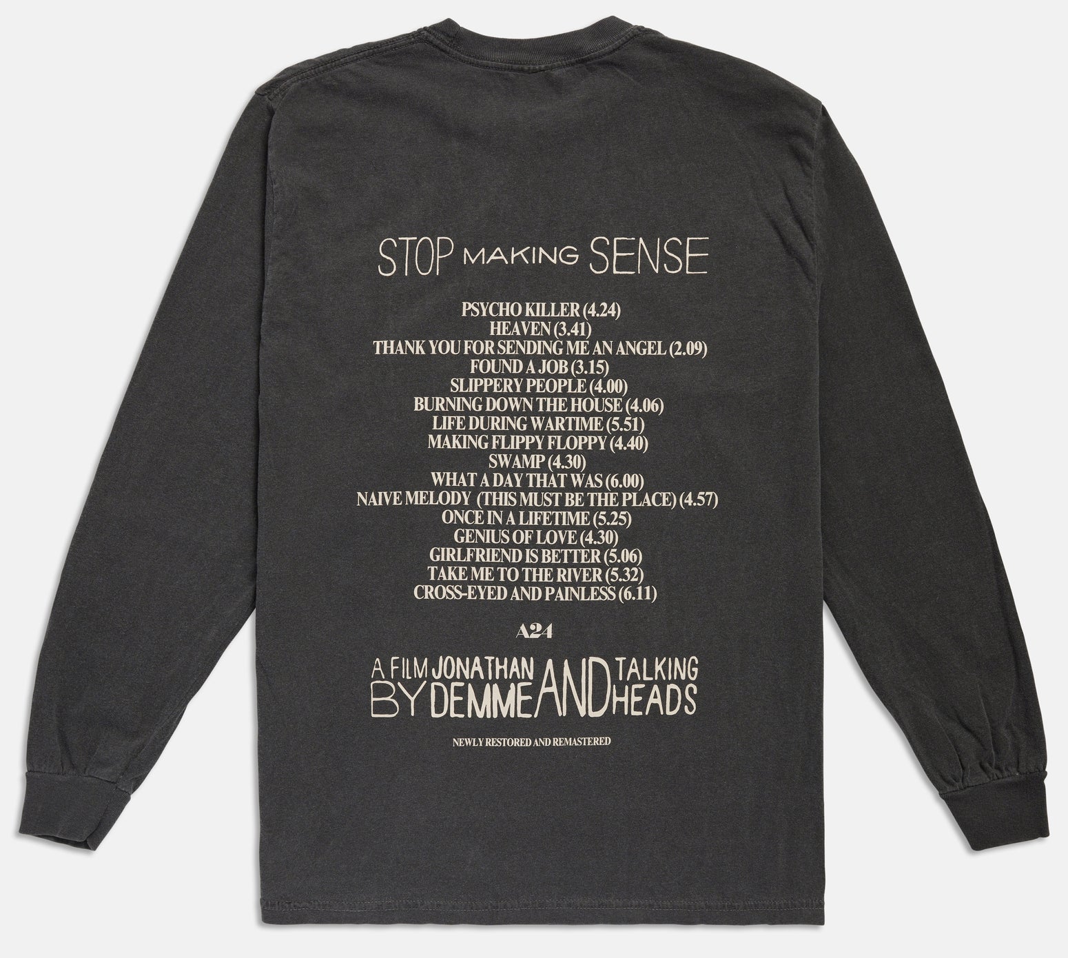 Stop Making Sense Setlist Long Sleeve – A24 Shop