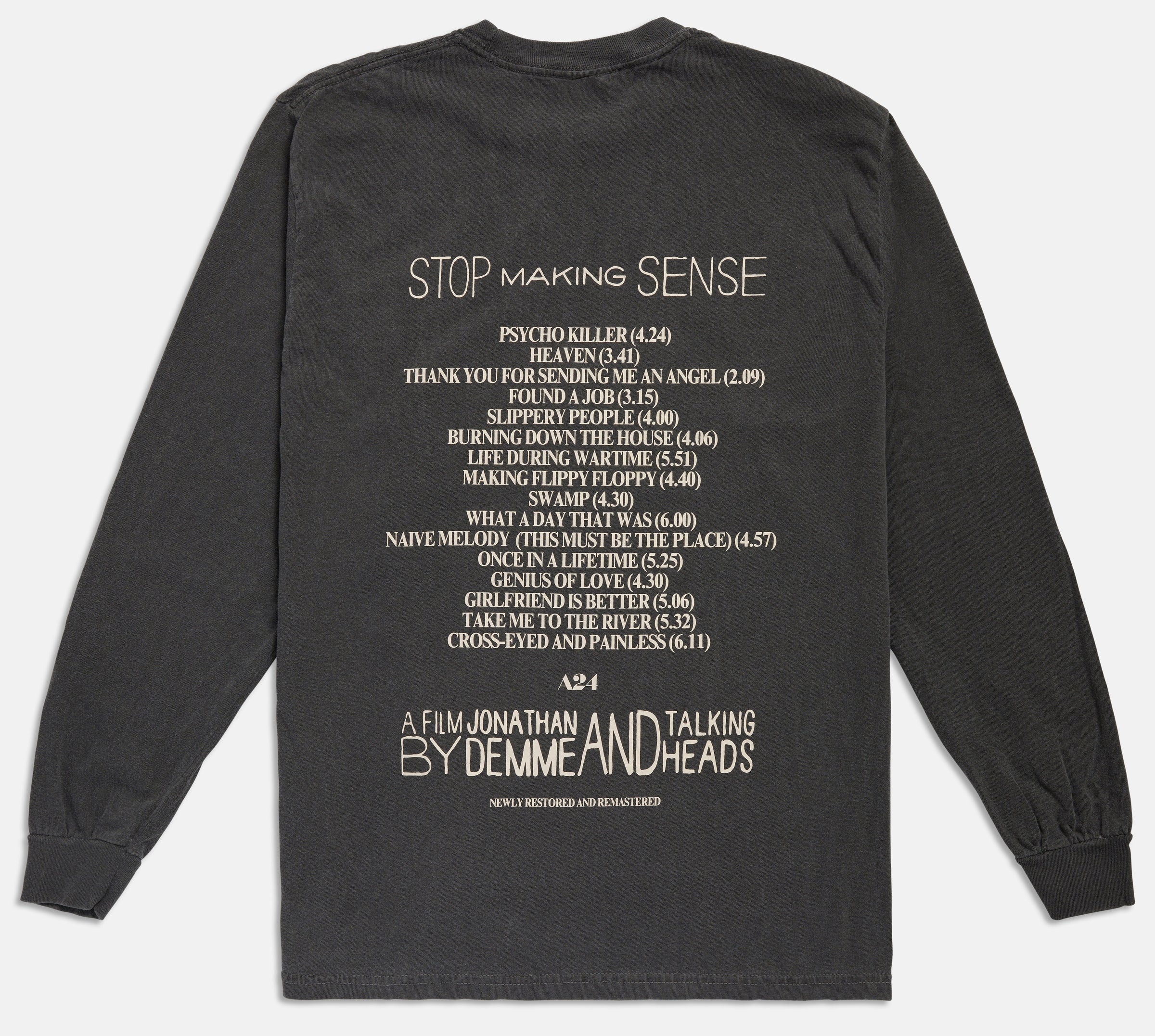 Stop Making Sense Setlist Long Sleeve – A24 Shop
