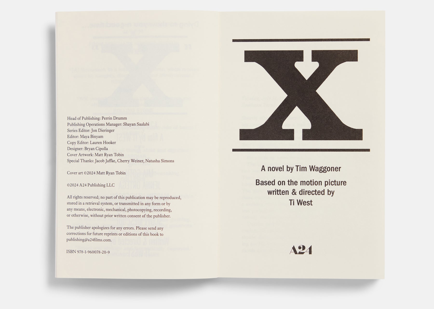 X: The Novel – A24 Shop